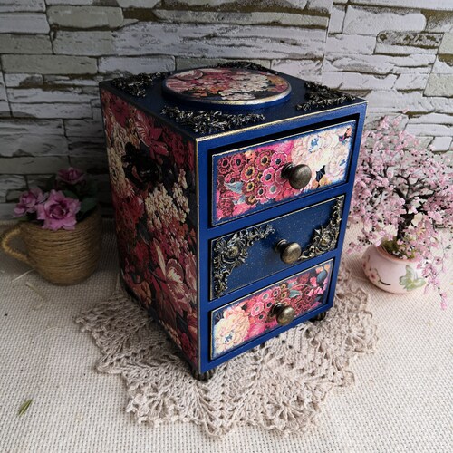 Tabletop Wooden Chest of Drawers. Desktop Organizer Jewelry - Etsy