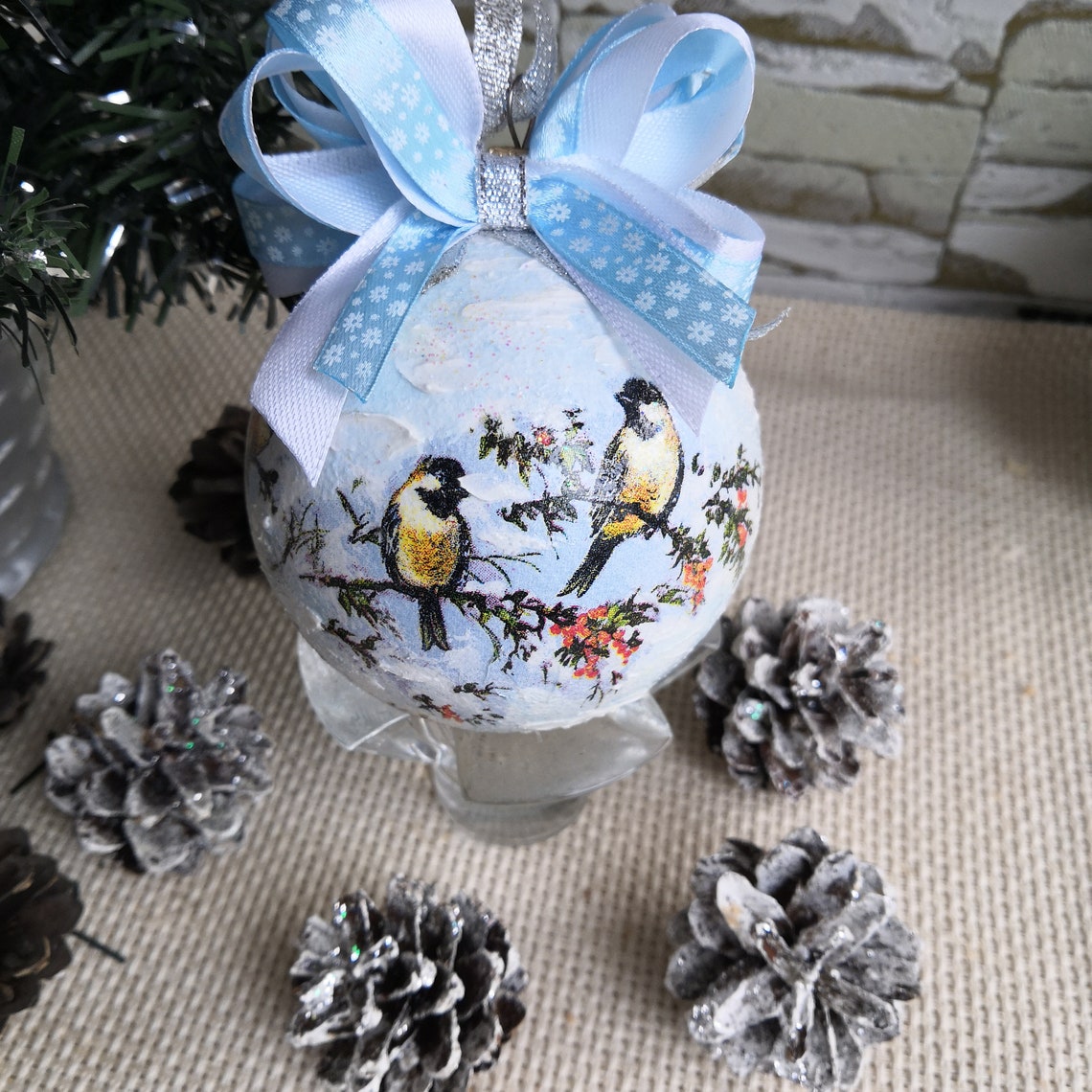 Christmas Decoration Set of 2 Balls Christmas Bauble Ornament Christmas ...