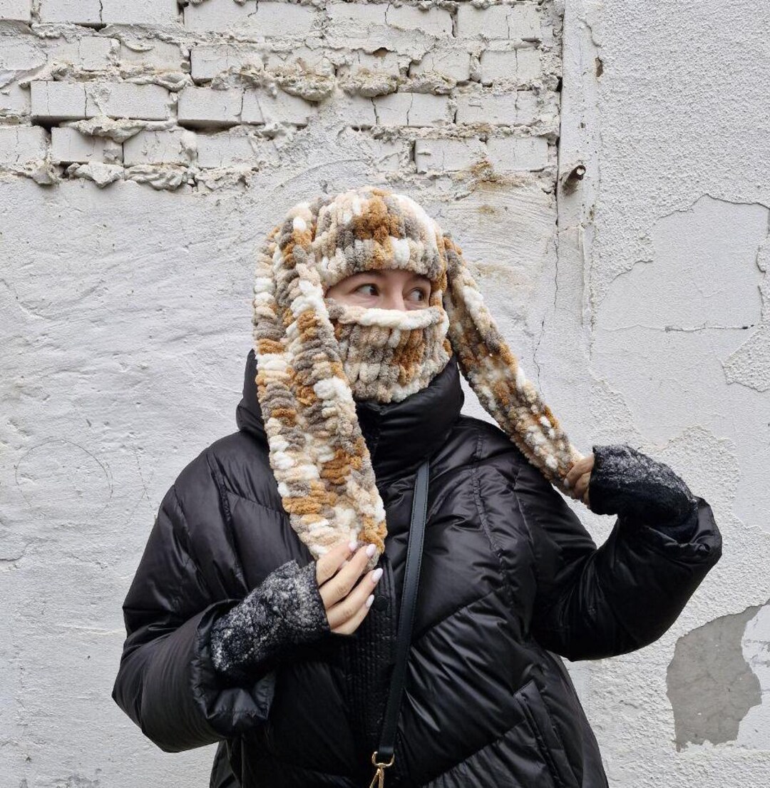 Rabbit Warm Hat Balaclava With Ears Bunny Christmas Hat Ear Bunny Hat ...