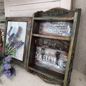 Unique Key Rack Key Cabinet Wooden Provence Lavender Key Organizer Key ...