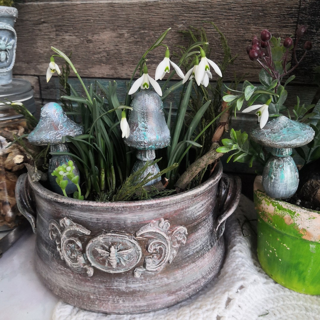 Wooden Mushrooms Decorative Mushrooms Decoration for Flower Pots Garden ...