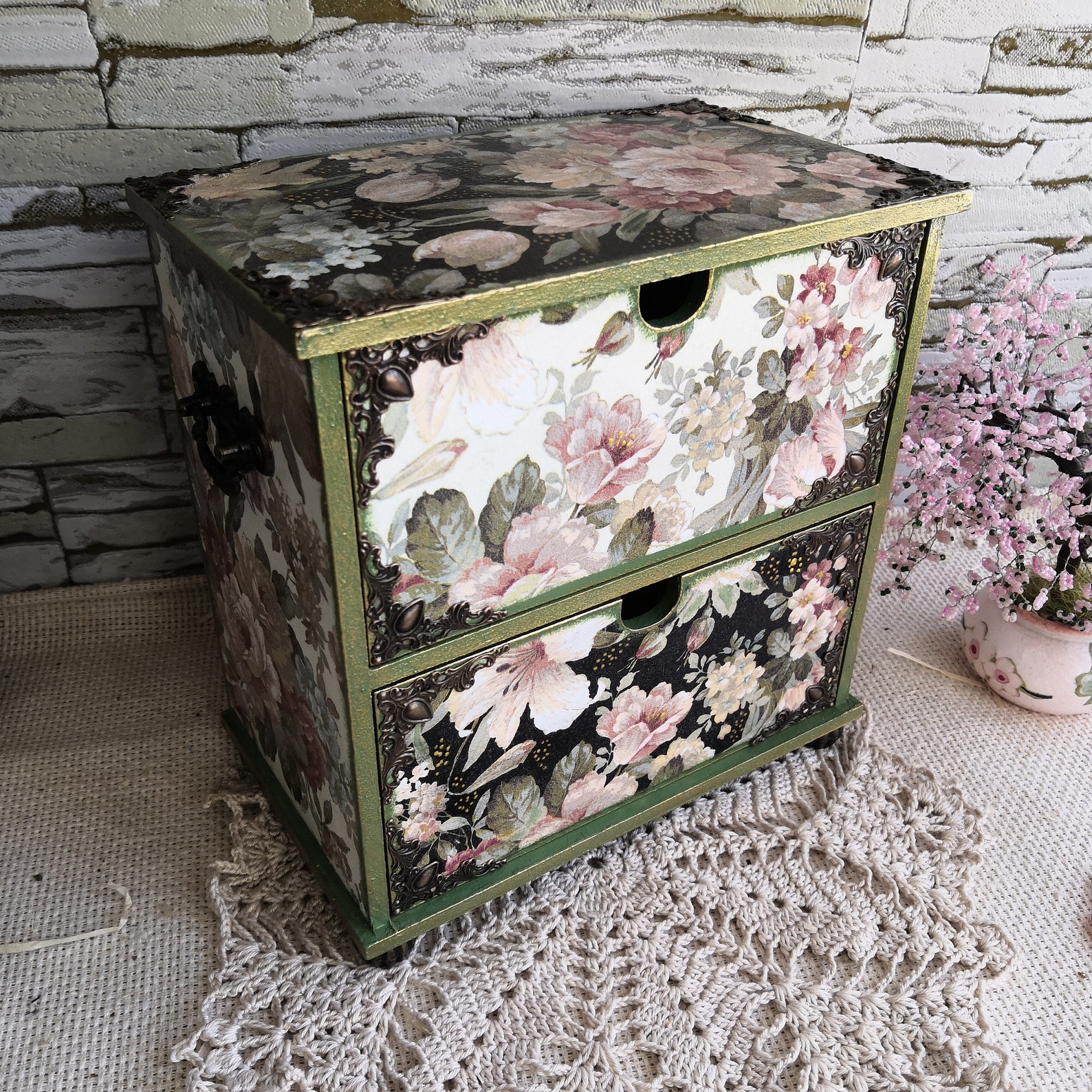 Mini chest of drawers Wooden jewelry box Storage box Jewelry | Etsy