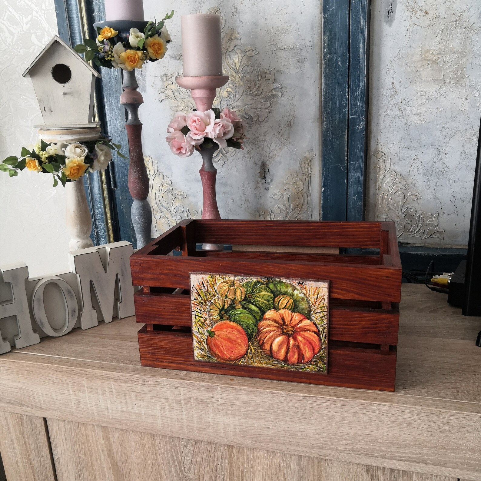 Kitchen Drawer Wooden Vegetable Fruit Box Storage Box Handmade Decor ...