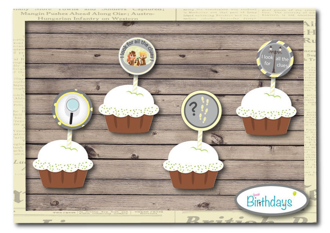 Detective Printable Cupcake Toppers - Etsy