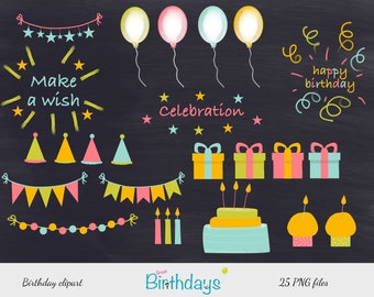 Kawaii Happy Birthday Clipart, Birthday Party PNG & Vector Graphics ...