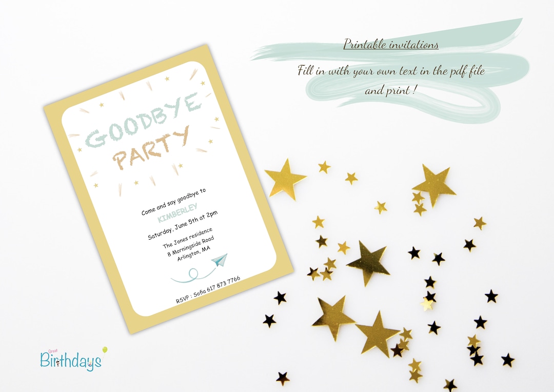 Goodbye Party Printable Invitation That You Can Personalize - Etsy