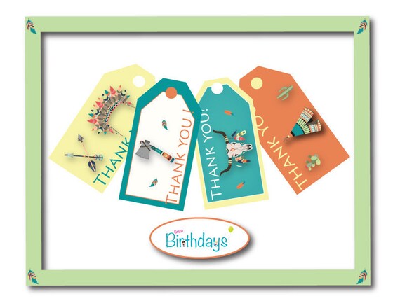 Tribal and Native americans printable favor tags | Etsy