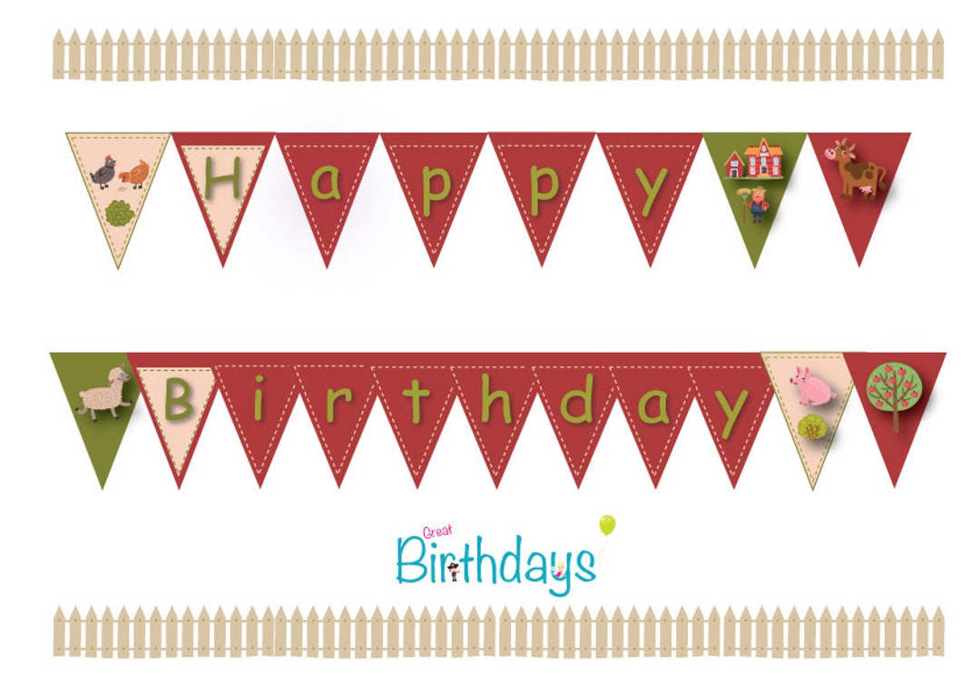 Farm Printable Birthday Banner - Etsy