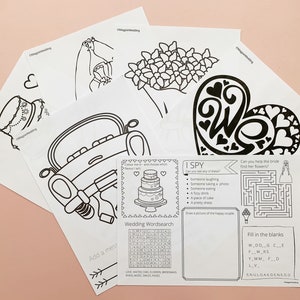 6 Page Wedding Kids Colouring in & Activity Games Pack Download - Etsy