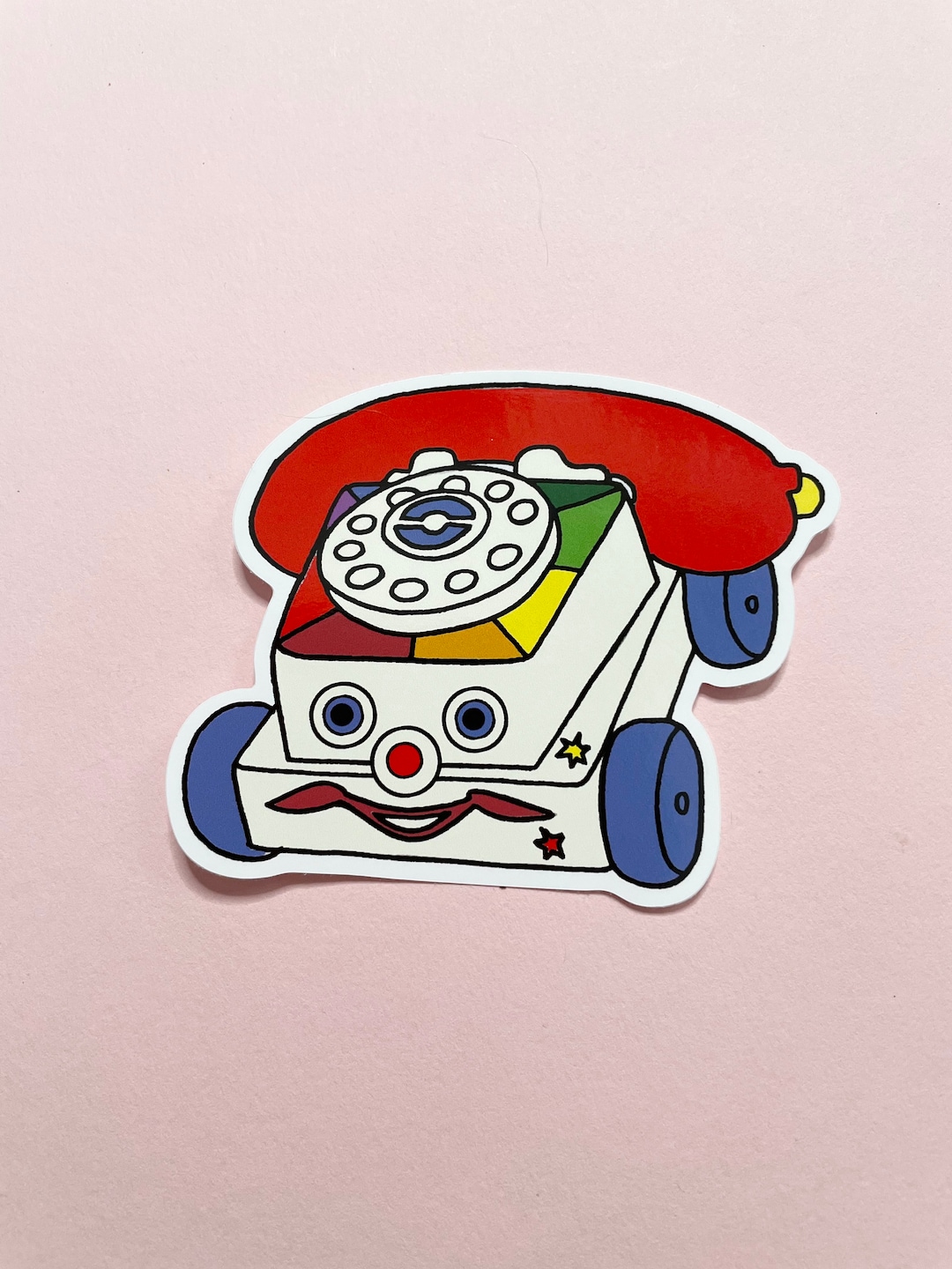 Vintage Retro 1970s Pull Along Phone Toy Vinyl Laptop Tech Sticker ...