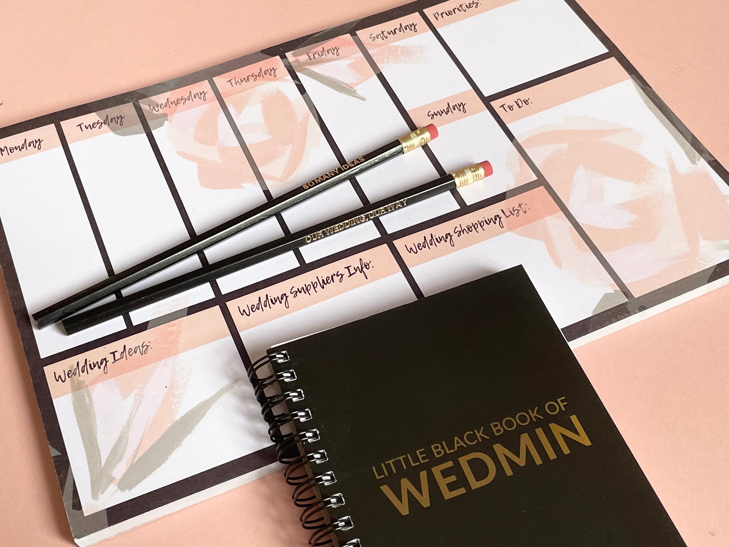 Bride Wedding Planning Notepad Desk Planner Pencils - Etsy Nederland