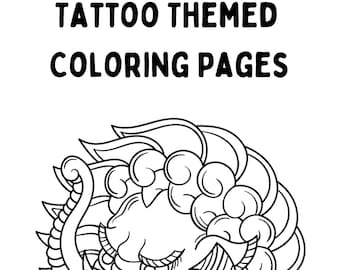 101 Tattoos Printable Tattoo Coloring Pages: Grayscale Adult Coloring ...