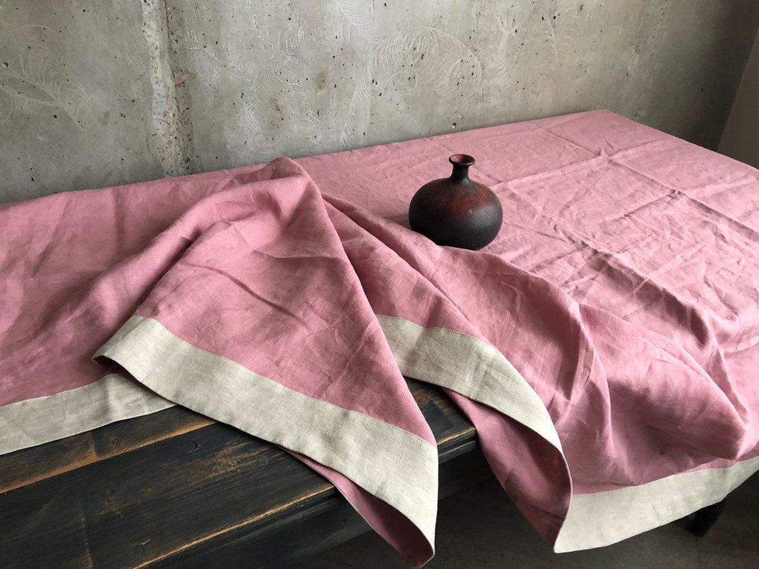 Pink Linen Tablecloth, Pink Tablecloth Rectangle, Custom Holiday ...