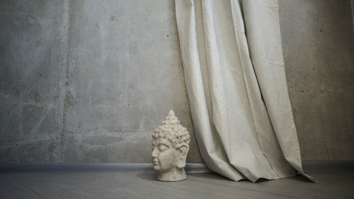 Natural Cotton Curtain Panel Hemp Beige Drape Eco-friendly - Etsy