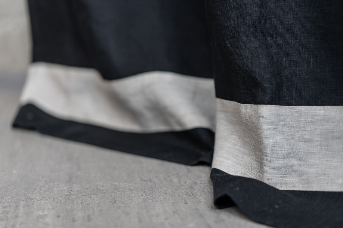 Black Linen Curtains Blackout Linen Curtains Scandinavian - Etsy