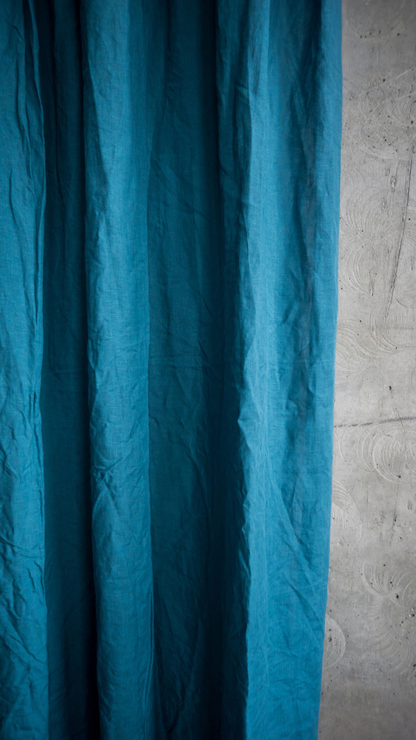 Turquoise linen curtain bohemian drape panel living room | Etsy