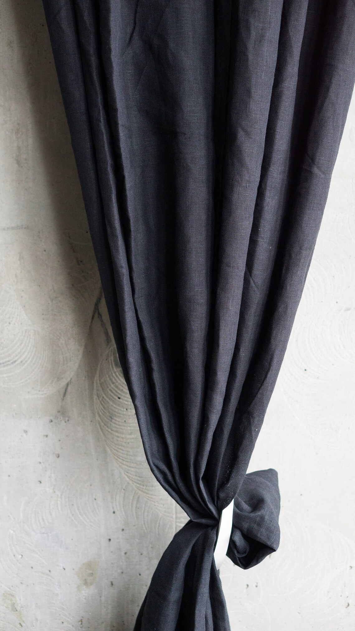 Black Linen Curtains Natural Drapery Panel Blackout Modern - Etsy