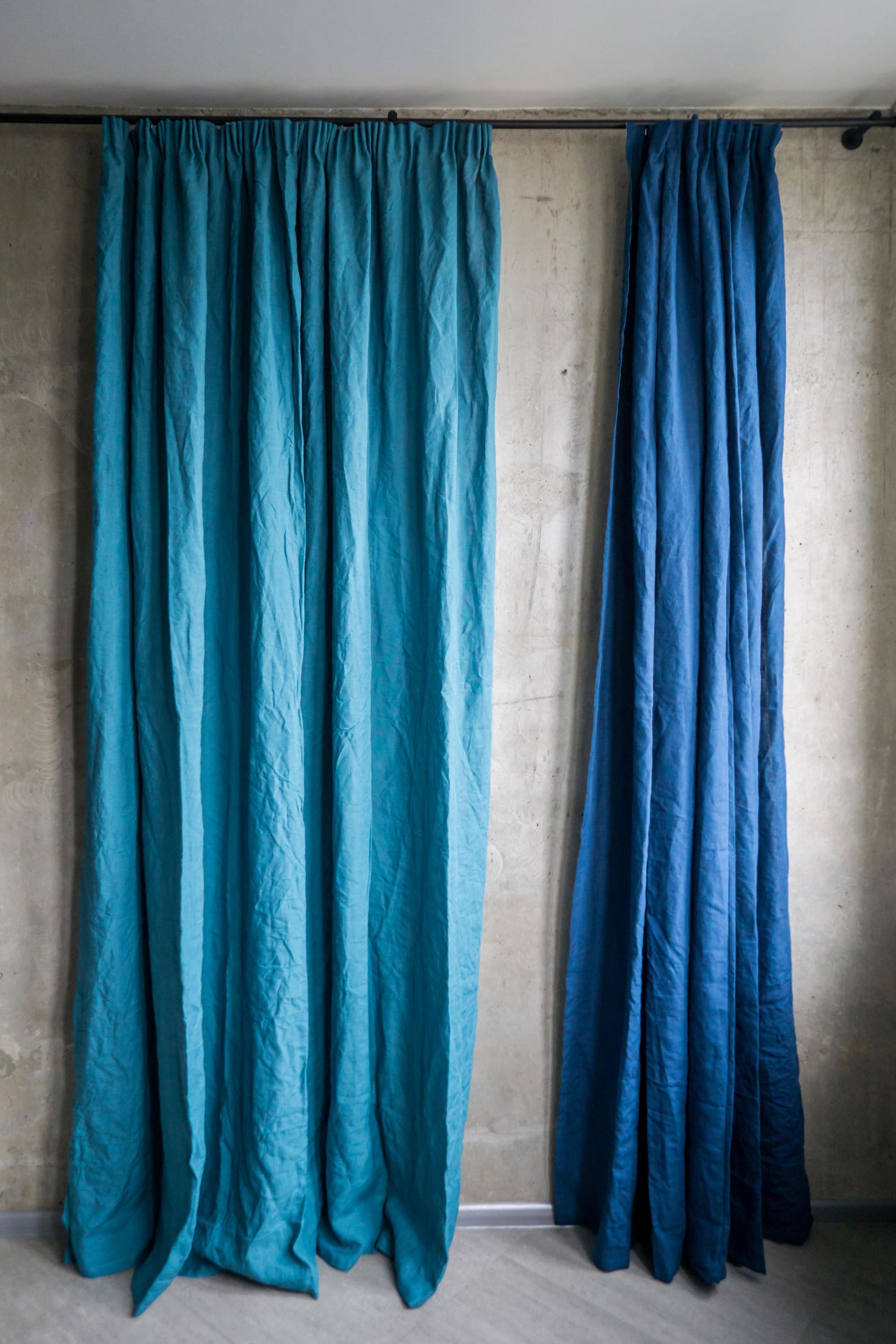 Turquoise Linen Curtain Bohemian Drape Panel Living Room - Etsy