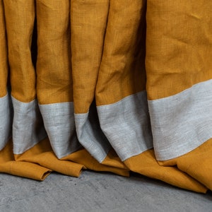 Mustard Yellow Linen Curtains, Farmhouse Boho Minimalist Window Drapes ...
