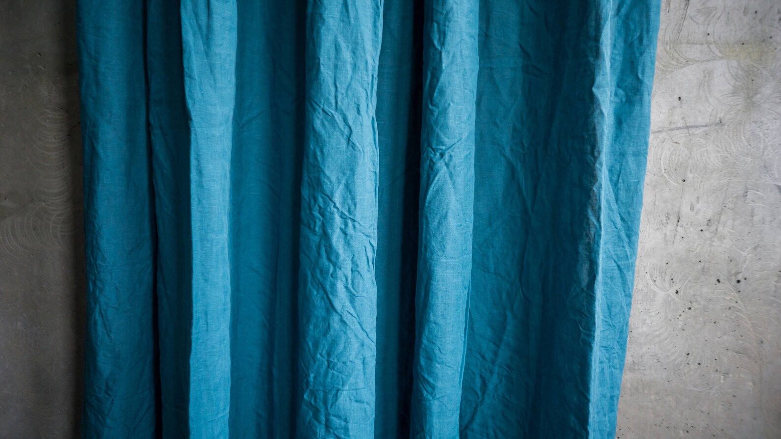 Turquoise linen curtain bohemian drape panel living room | Etsy