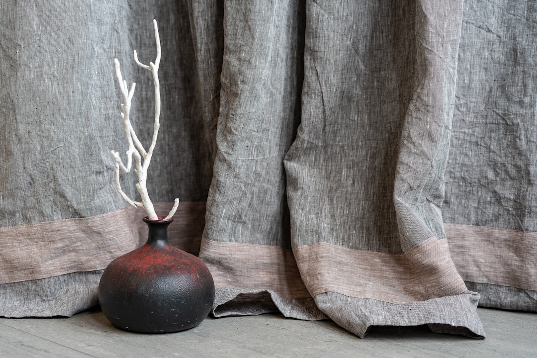 Natural Linen Curtains in Scandinavian Style, Organic Rustic Window ...