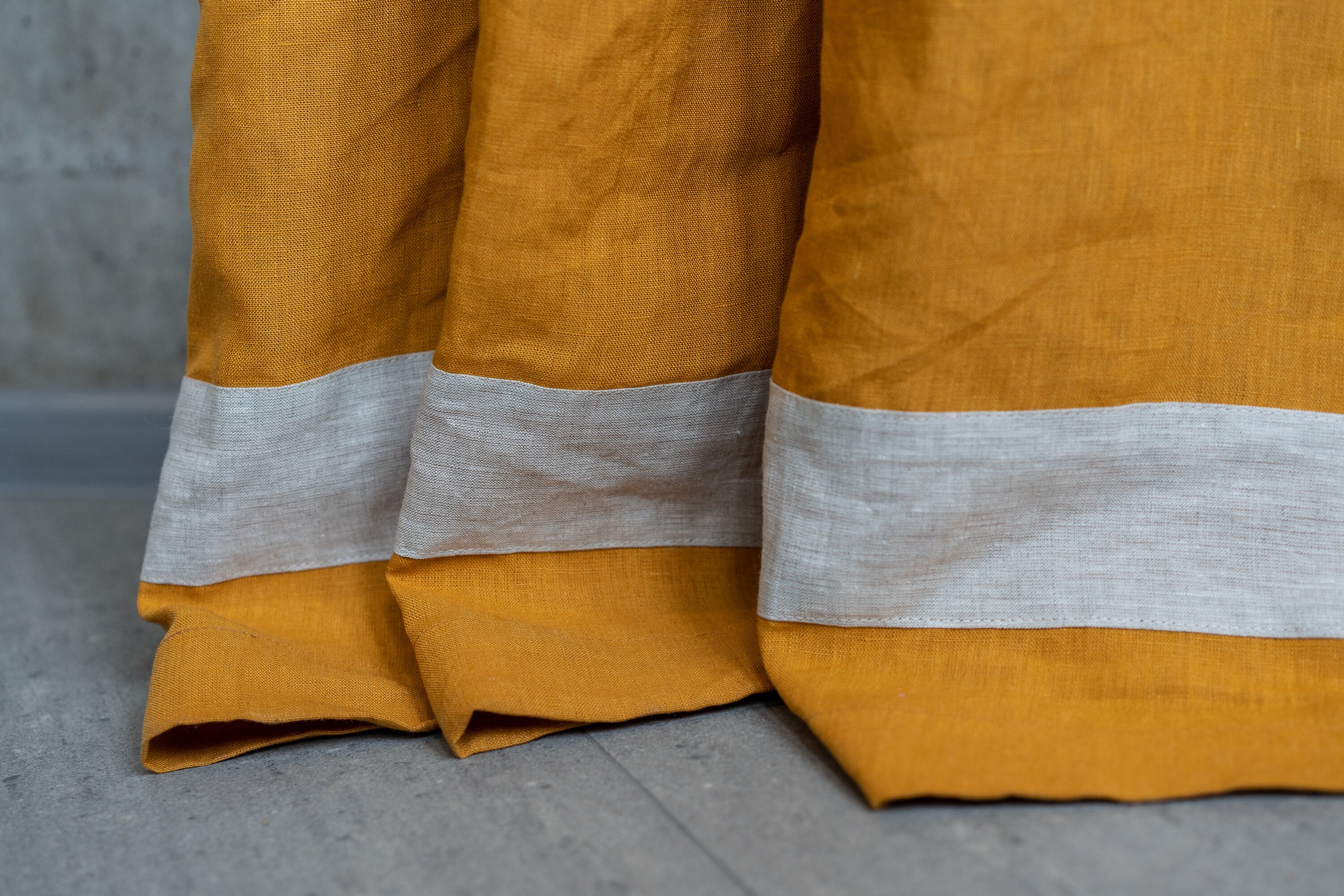 Mustard Yellow Linen Curtains, Farmhouse Boho Minimalist Window Drapes ...