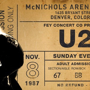 DIGITAL FILE ONLY*** U2 1987 Ticket Stub Poster Artwork - Etsy