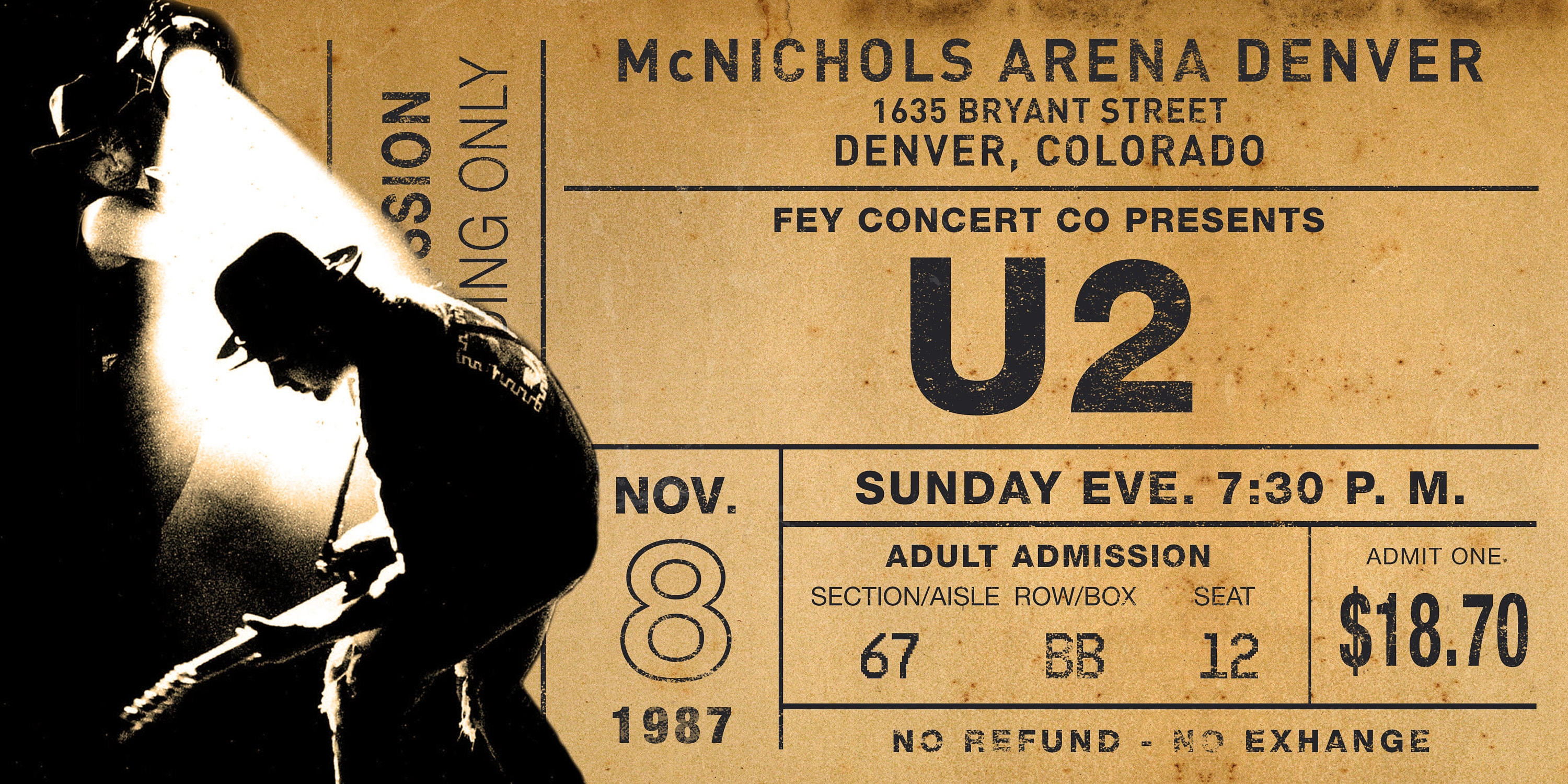 DIGITAL FILE ONLY U2 1987 Ticket Stub Poster Artwork - Etsy New Zealand