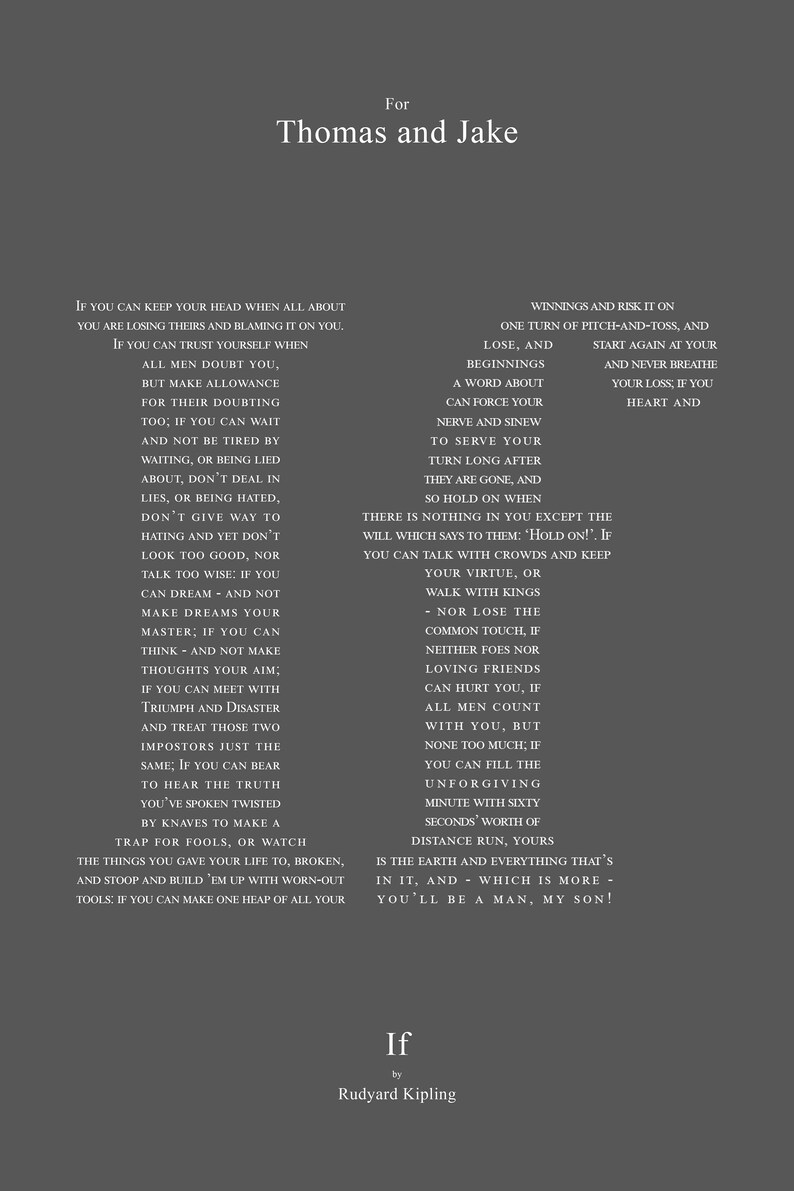 If by Rudyard Kipling - Personalised Word Art DIGITAL FILE/PRINTABLE - Etsy