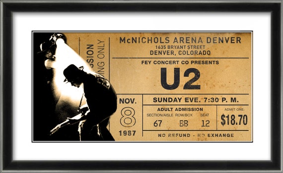 DIGITAL FILE ONLY U2 1987 Ticket Stub Poster Artwork | Etsy