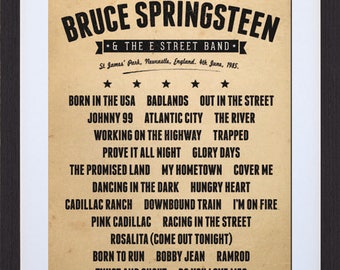 Bruce Springsteen Concert Setlist DIGITAL FILE Printable - Etsy