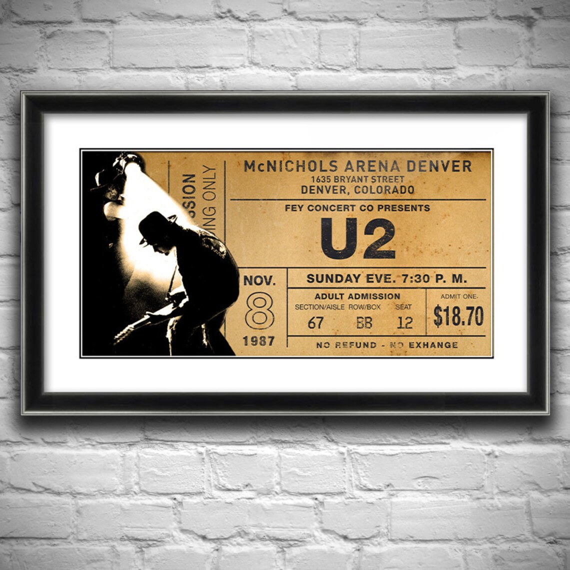 DIGITAL FILE ONLY U2 1987 Ticket Stub Poster Artwork - Etsy New Zealand