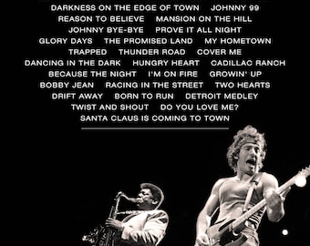 Bruce Springsteen Concert Setlist DIGITAL FILE Printable | Etsy