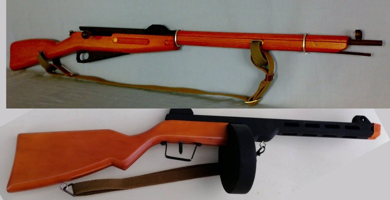 Set of Mosin Nagan Rifle PPSH-41 Gan, Fantasy Cosplay Weapon, Wooden ...