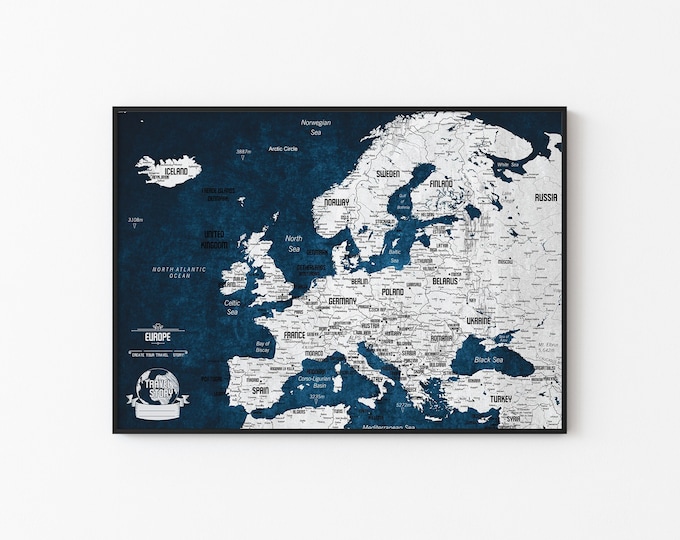 Personalized Europe Map - Digital Printable File, Gift for Traveler ...