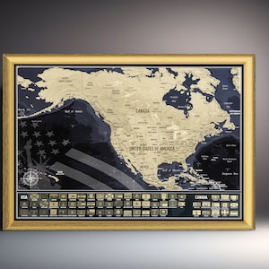North America Scratch off Map With US States & Canadian Provinces Flags ...