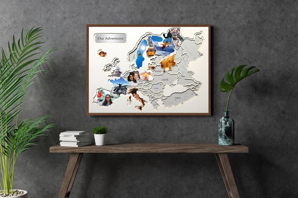 Photo Map of Europe Europe Map Photo Map Travel Photo - Etsy