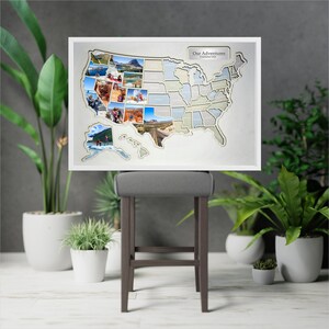 Personalized 50 States USA Photo Map With Wooden Frame Create Your Own ...