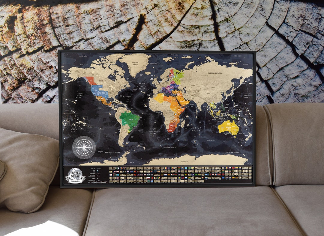 Scratch World Map With Flags Personalized Scratch off Map, World Travel ...