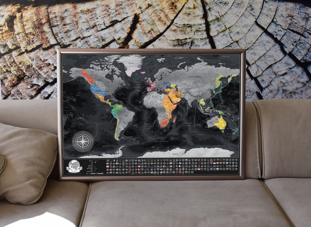World Map Scratch off With Flags Personalized Gift for Friends XXL ...