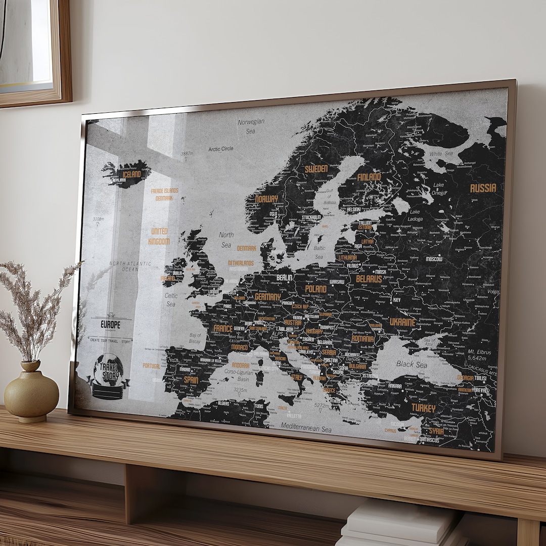 Europe Map Push Pin + Bonus Color Pins - Personalized Gift, Anniversary ...
