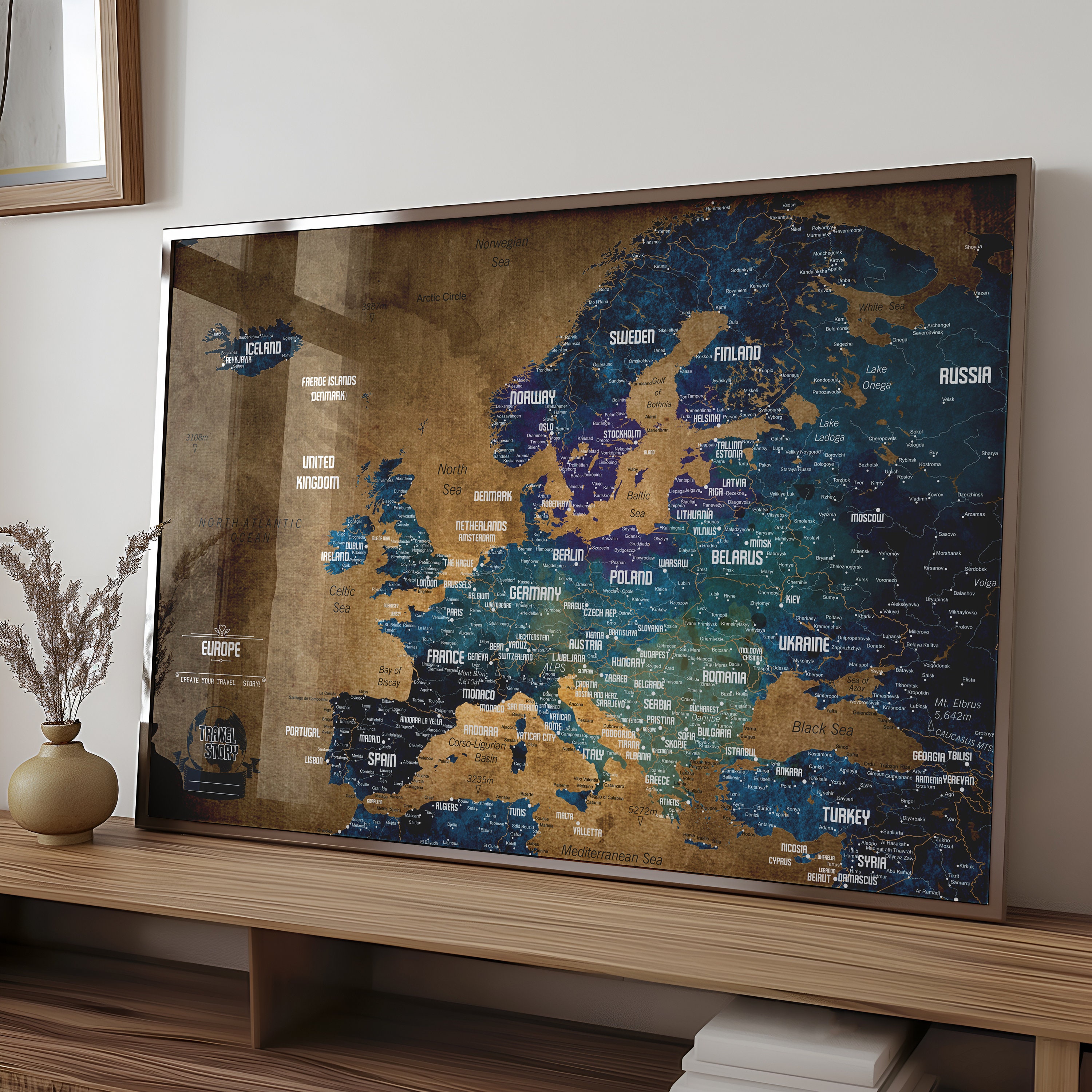 Push Pin Europe Map - Bonus 50pins - Personalized Gifts - Travel Map of ...
