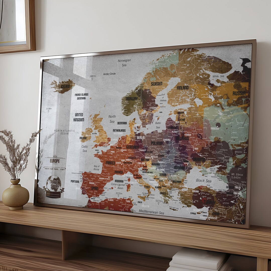 Push Pin Europe Map - Bonus 50 Pins - Personalized Gifts - Travelers ...