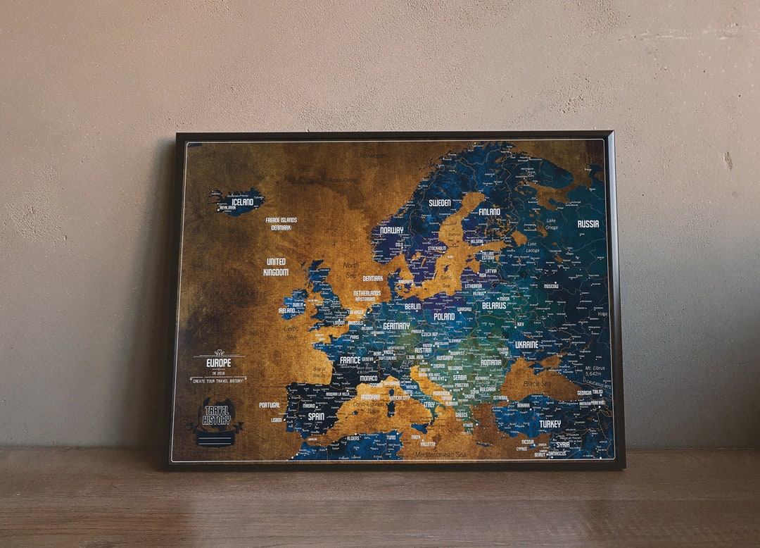 Push Pin Europe Map With 100 Pins Travel Map of Europe - Etsy