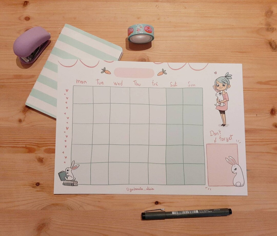 Planificador Calendario Printable Monthly Planner Calendar - Etsy