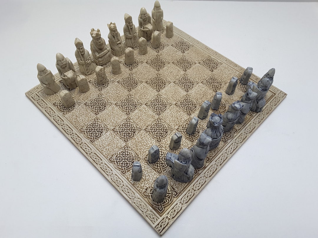 Isle of Lewis Chess Set in Blue & Ivory - Etsy