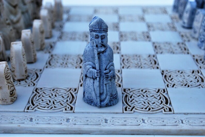 Isle of Lewis Chess Set in Blue & Ivory | Etsy