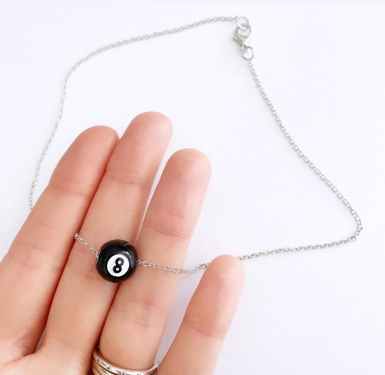 8 Ball Necklace Gold and Black Quirky Jewellery Magic 8 | Etsy