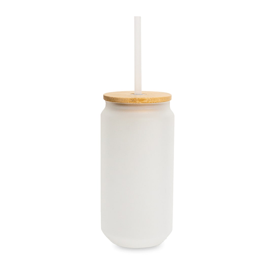16oz Frosted Glass Can With Bamboo Lid and Straw for Sublimation - Etsy