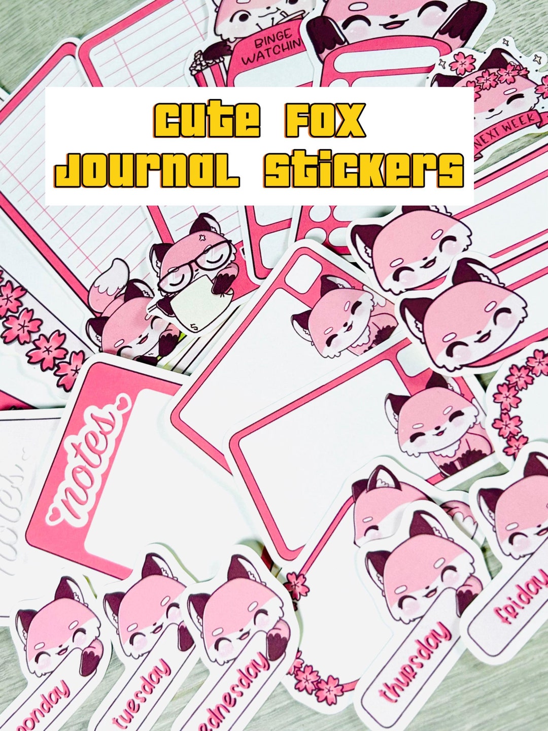25 Cute Fox Journal Notes Scrapbook Die-cast Stickers - Etsy